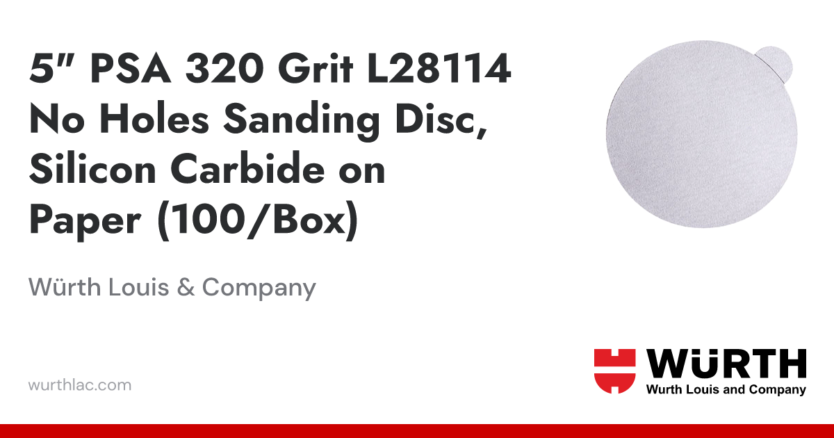 5" PSA 320 Grit L28114 No Holes Sanding Disc, Silicon Carbide on Paper ...