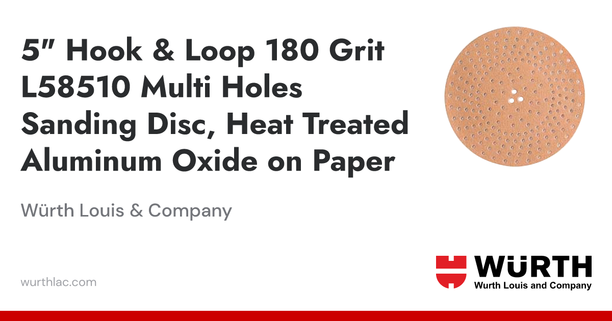5" Hook & Loop 180 Grit L58510 Multi Holes Sanding Disc, Heat Treated ...