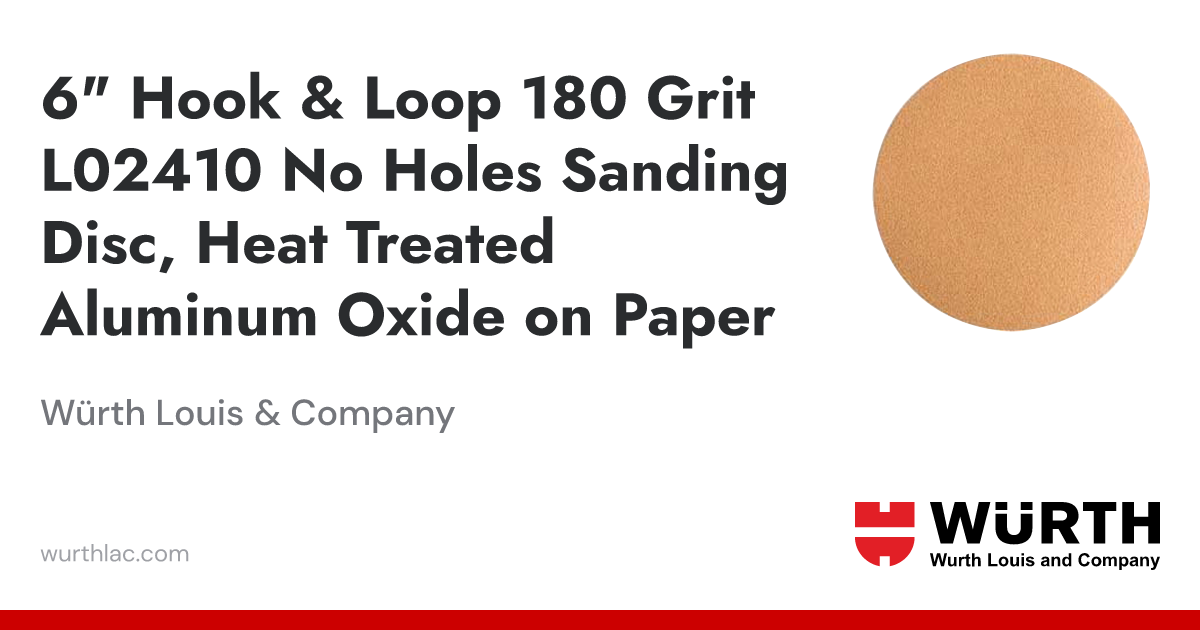 6" Hook & Loop 180 Grit L02410 No Holes Sanding Disc, Heat Treated ...