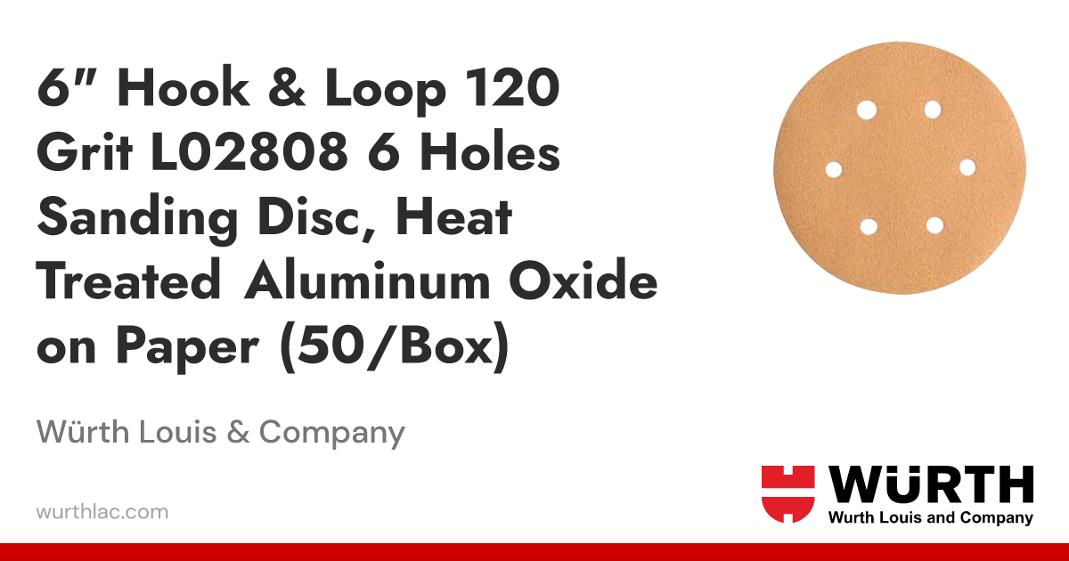 6" Hook & Loop 120 Grit L02808 6 Holes Sanding Disc, Heat Treated ...