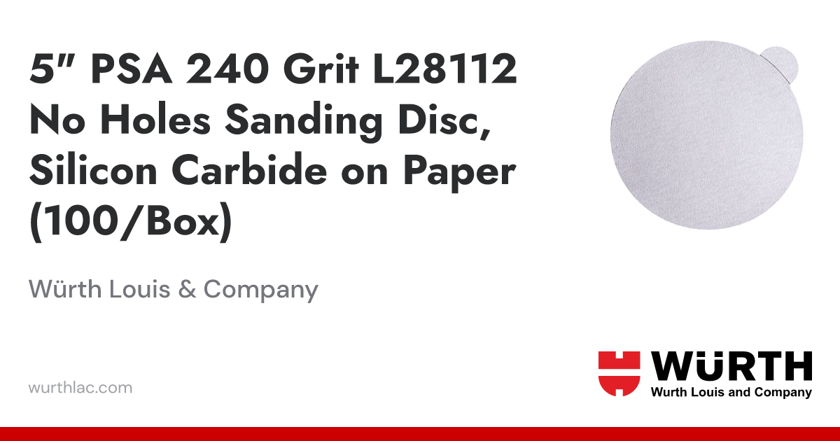 5" PSA 240 Grit L28112 No Holes Sanding Disc, Silicon Carbide on Paper ...