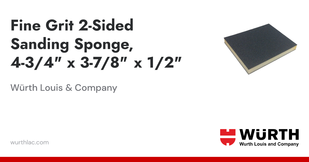 Fine Grit 2-Sided Sanding Sponge, 4-3/4" x 3-7/8" x 1/2" | Würth Louis ...
