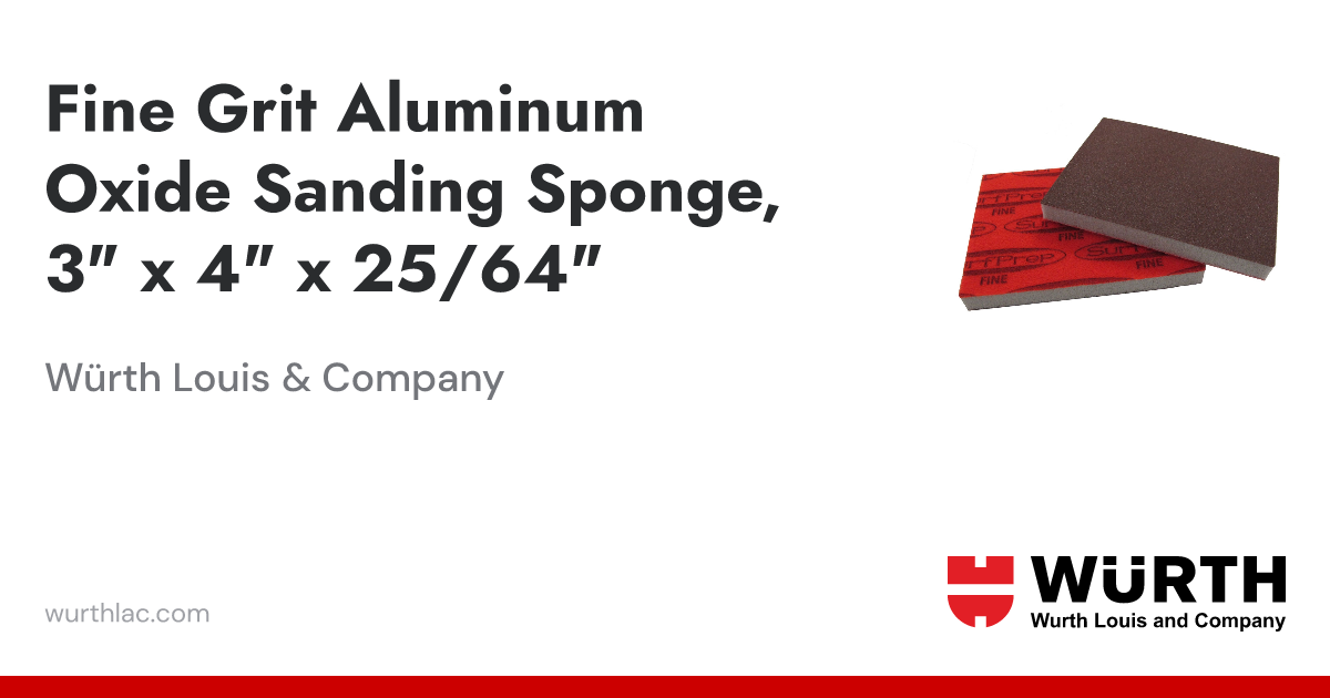 Fine Grit Aluminum Oxide Sanding Sponge, 3" x 4" x 25/64" | Würth Louis ...