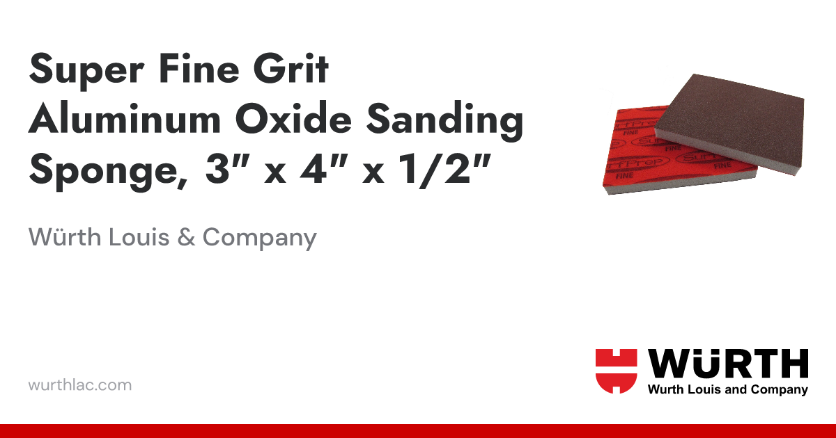 Super Fine Grit Aluminum Oxide Sanding Sponge, 3" x 4" x 1/2" | Würth ...