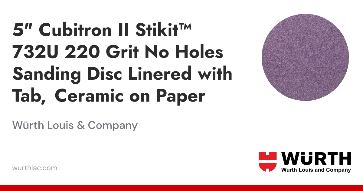5" Cubitron II Stikit™ 732U 220 Grit No Holes Sanding Disc Linered with ...