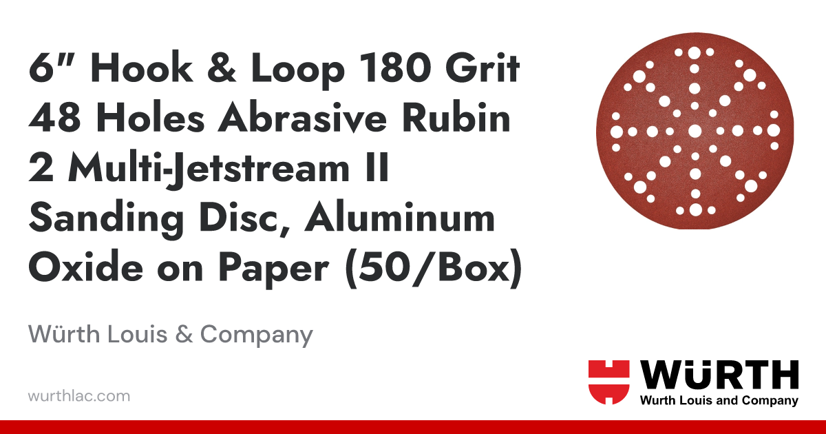 6" Hook & Loop 180 Grit 48 Holes Abrasive Rubin 2 Multi-Jetstream II ...