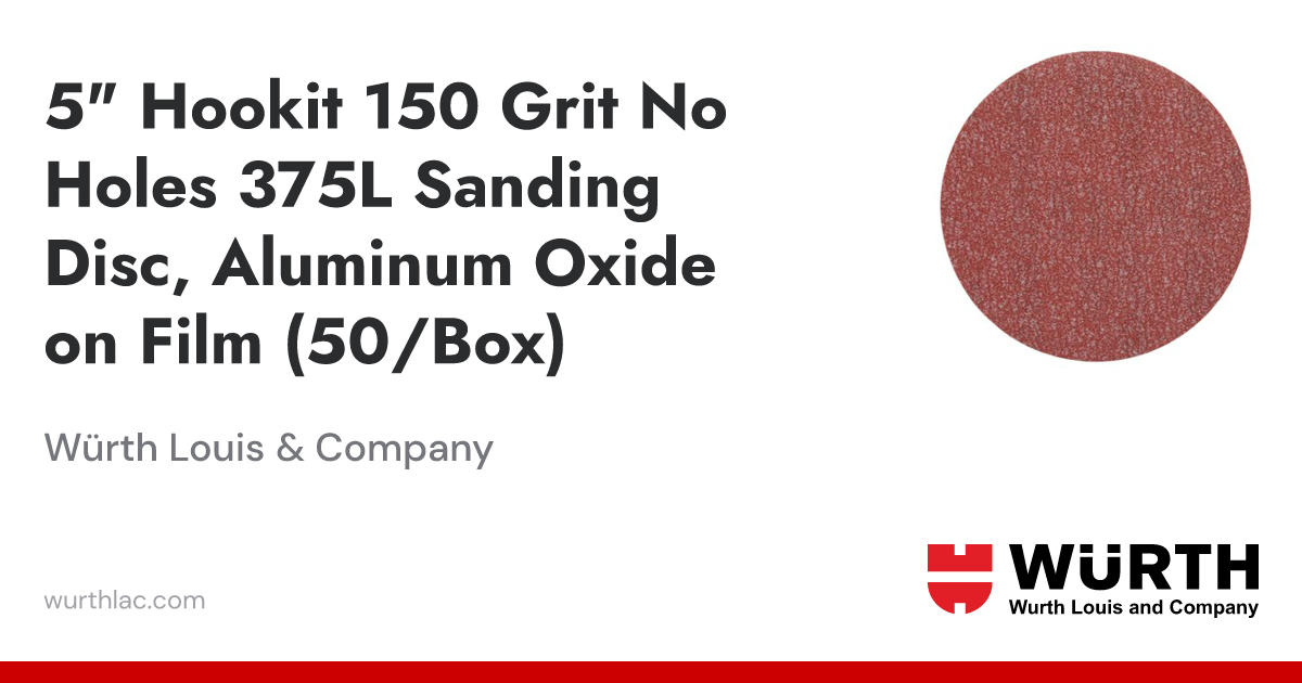 5" Hookit 150 Grit No Holes 375L Sanding Disc, Aluminum Oxide on Film ...