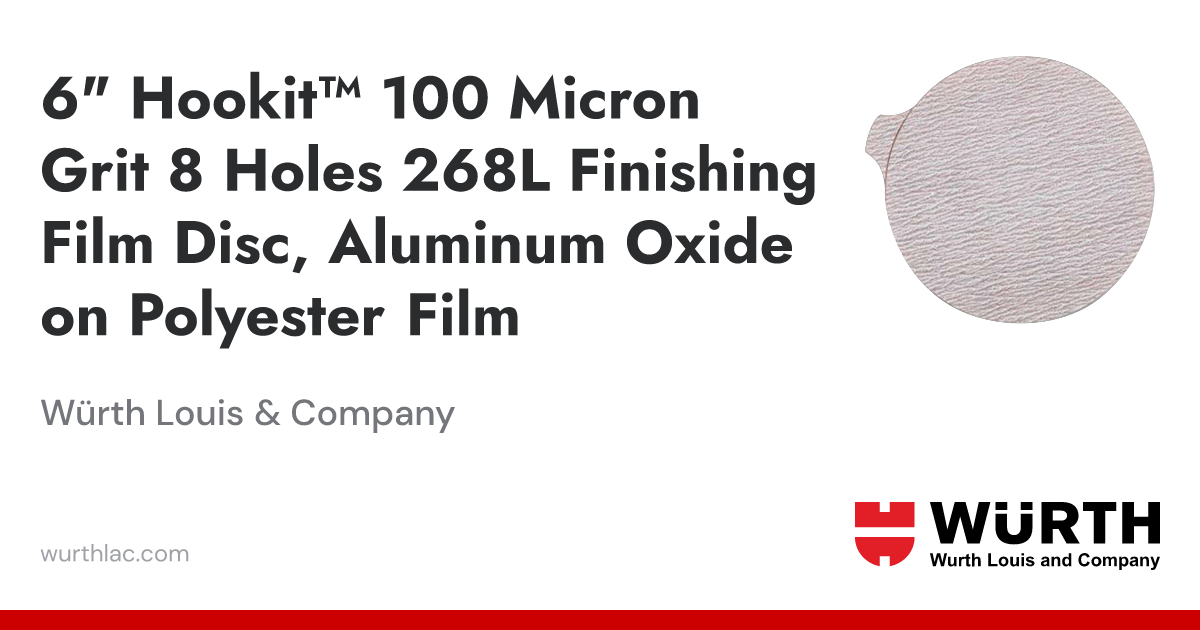 6" Hookit™ 100 Micron Grit 8 Holes 268L Finishing Film Disc, Aluminum ...