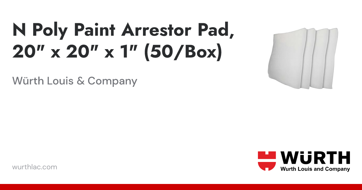 N Poly Paint Arrestor Pad, 20" x 20" x 1" (50/Box) | Würth Louis & Company