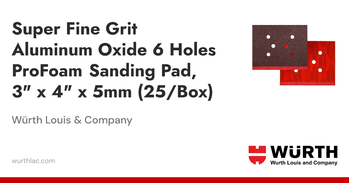 Super Fine Grit Aluminum Oxide 6 Holes ProFoam Sanding Pad, 3" x 4" x ...