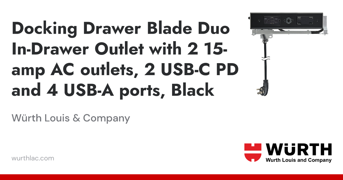 Docking Drawer Blade Duo In-Drawer Outlet with 2 15-amp AC outlets, 2 ...
