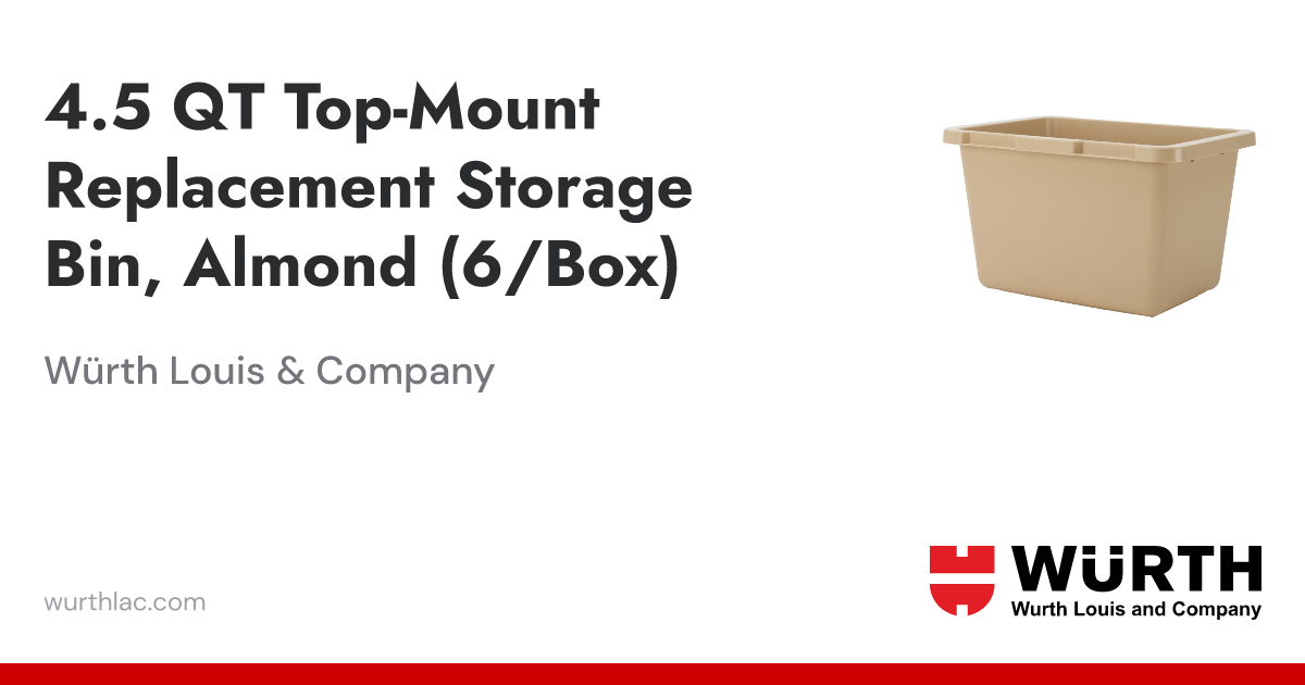 4.5 QT Top-Mount Replacement Storage Bin, Almond (6/Box) | Würth Louis ...