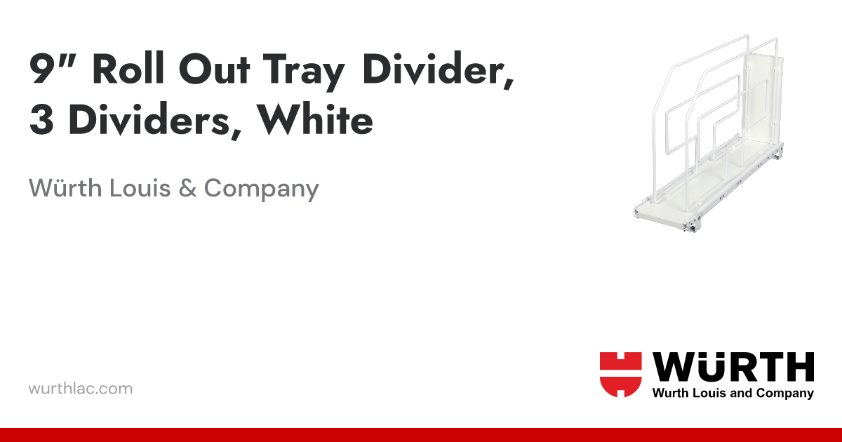 9" Roll Out Tray Divider, 3 Dividers, White | Würth Louis & Company
