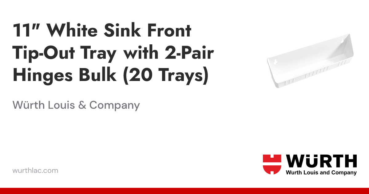 11" White Sink Front Tip-Out Tray with 2-Pair Hinges Bulk (20 Trays ...