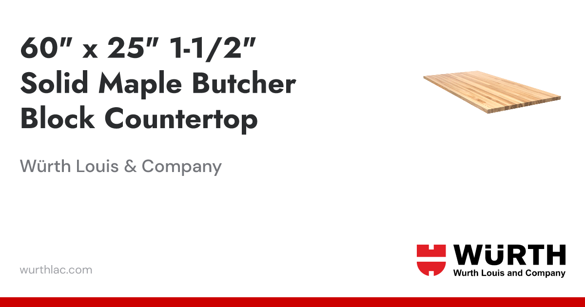 60" x 25" 1-1/2" Solid Maple Butcher Block Countertop | Würth Louis ...