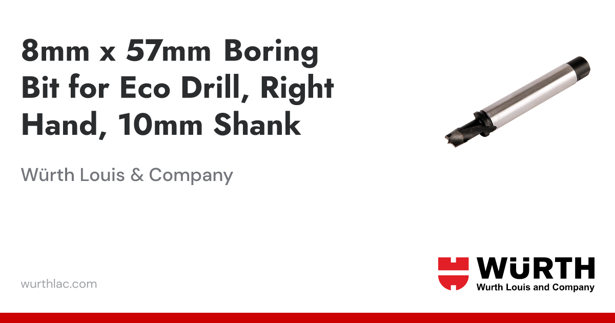 8mm x 57mm Boring Bit for Eco Drill, Right Hand, 10mm Shank | Würth ...