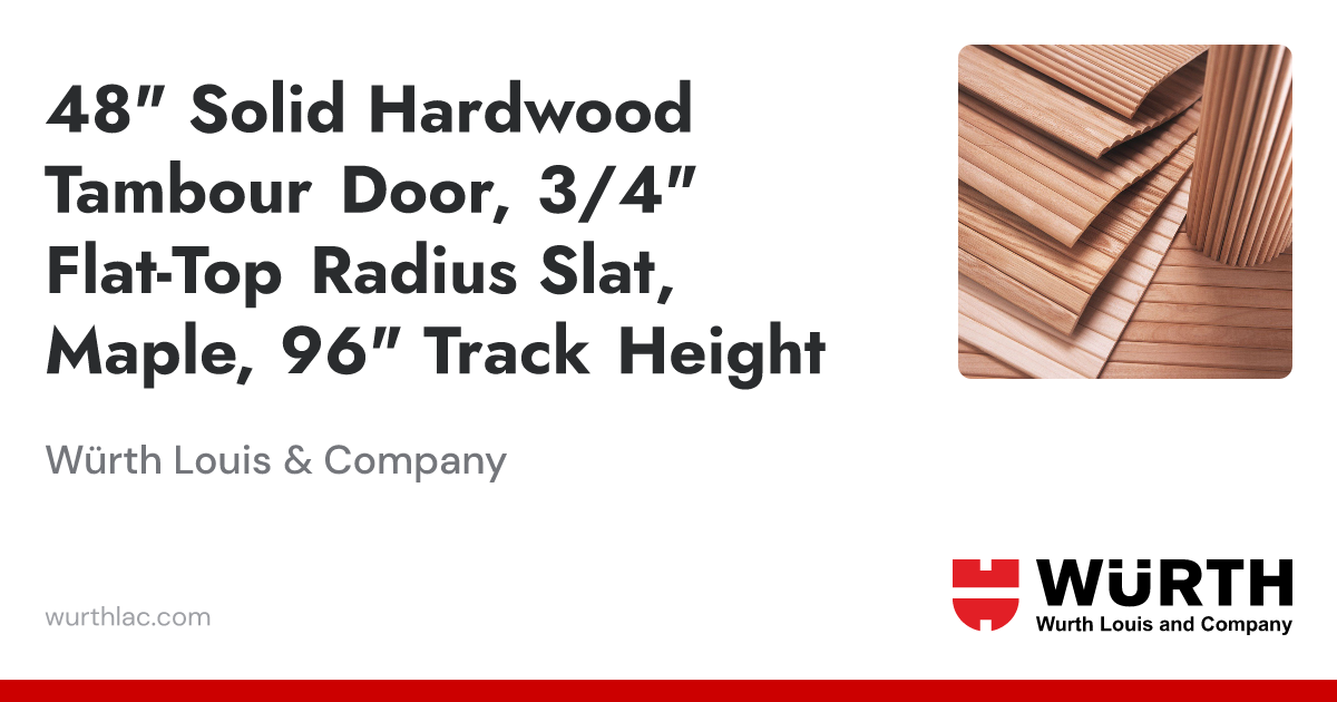 48" Solid Hardwood Tambour Door, 3/4" Flat-Top Radius Slat, Maple, 96 ...