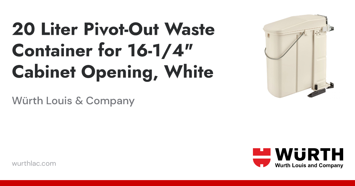 20 Liter Pivot-Out Waste Container for 16-1/4" Cabinet Opening, White ...