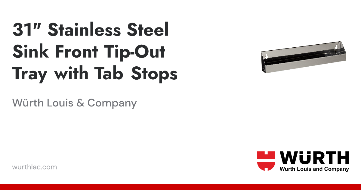 31" Stainless Steel Sink Front Tip-Out Tray with Tab Stops | Würth ...