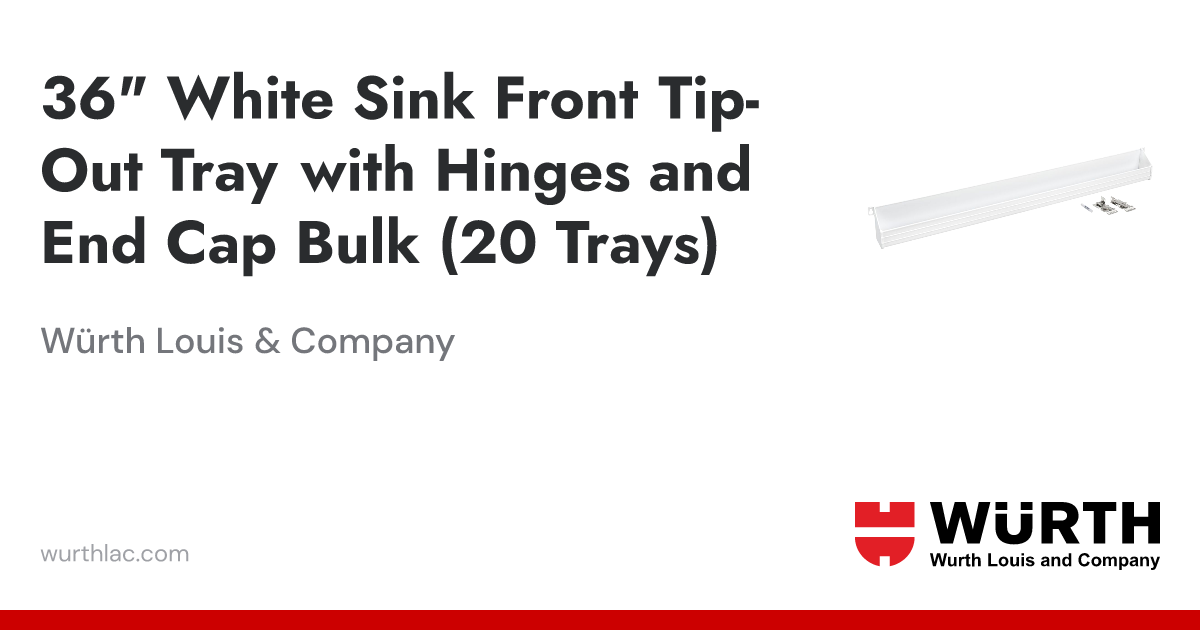 36" White Sink Front Tip-Out Tray with Hinges and End Cap Bulk (20 ...