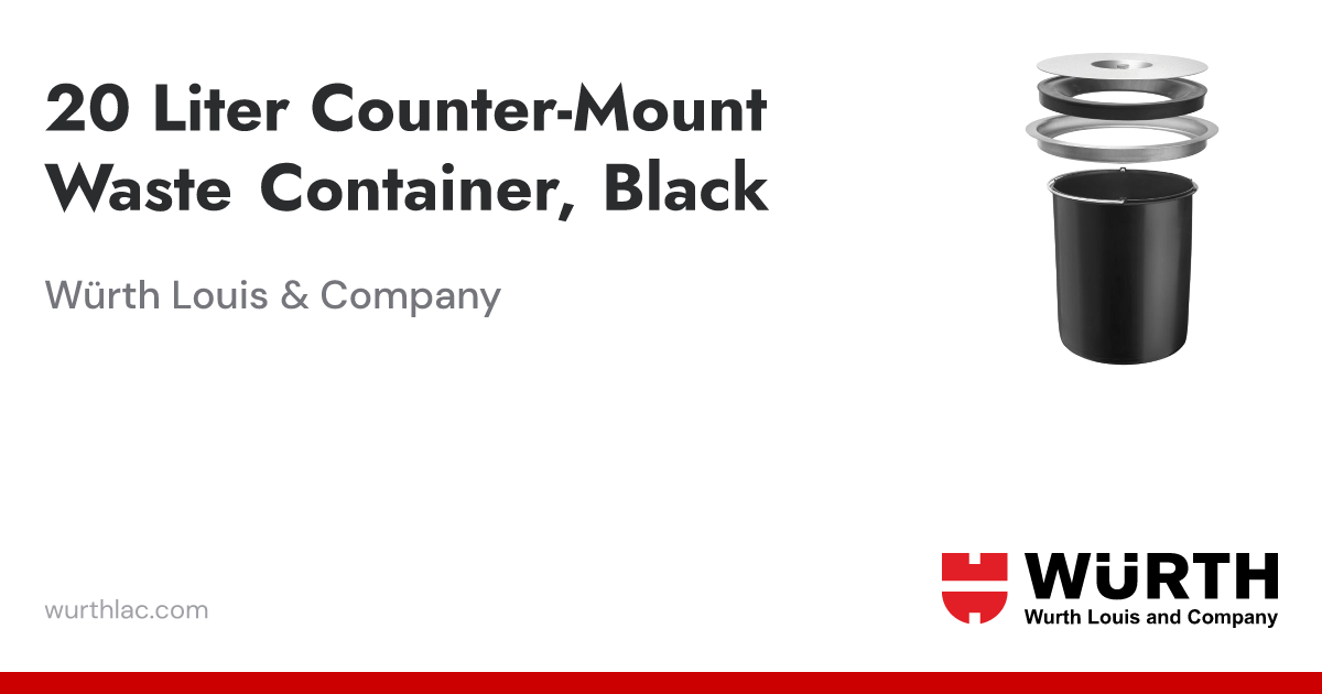 20 Liter Counter-Mount Waste Container, Black | Würth Louis & Company