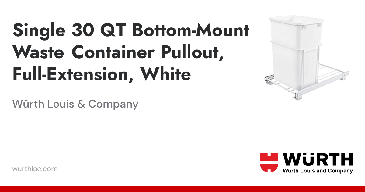 Single 30 QT Bottom-Mount Waste Container Pullout, Full-Extension ...