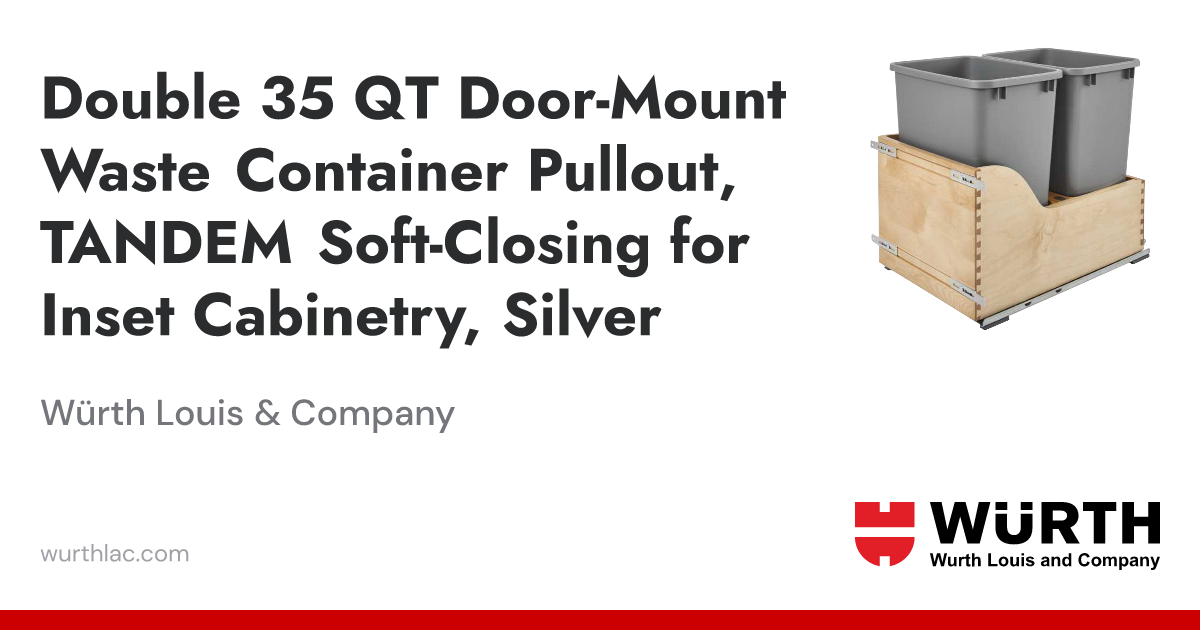Double 35 QT Door-Mount Waste Container Pullout, TANDEM Soft-Closing ...