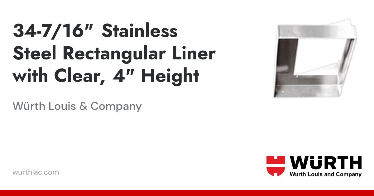 34-7/16" Stainless Steel Rectangular Liner with Clear, 4" Height ...