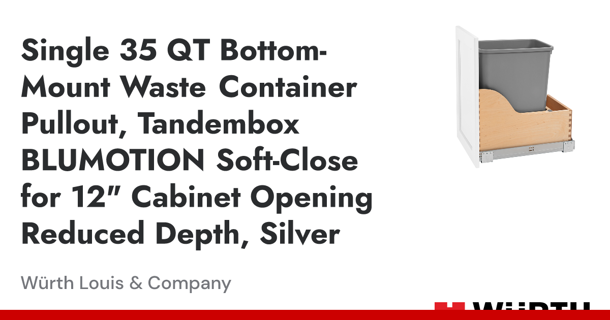 Single 35 QT Bottom-Mount Waste Container Pullout, Tandembox BLUMOTION ...