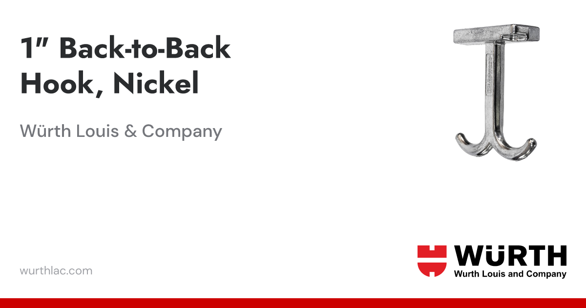 1" Back-to-Back Hook, Nickel | Würth Louis & Company