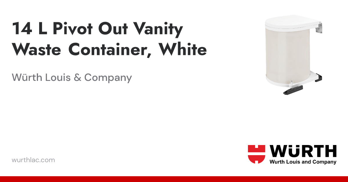 14 L Pivot Out Vanity Waste Container, White | Würth Louis & Company