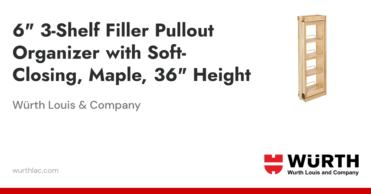 6" 3-Shelf Filler Pullout Organizer with Soft-Closing, Maple, 36 ...