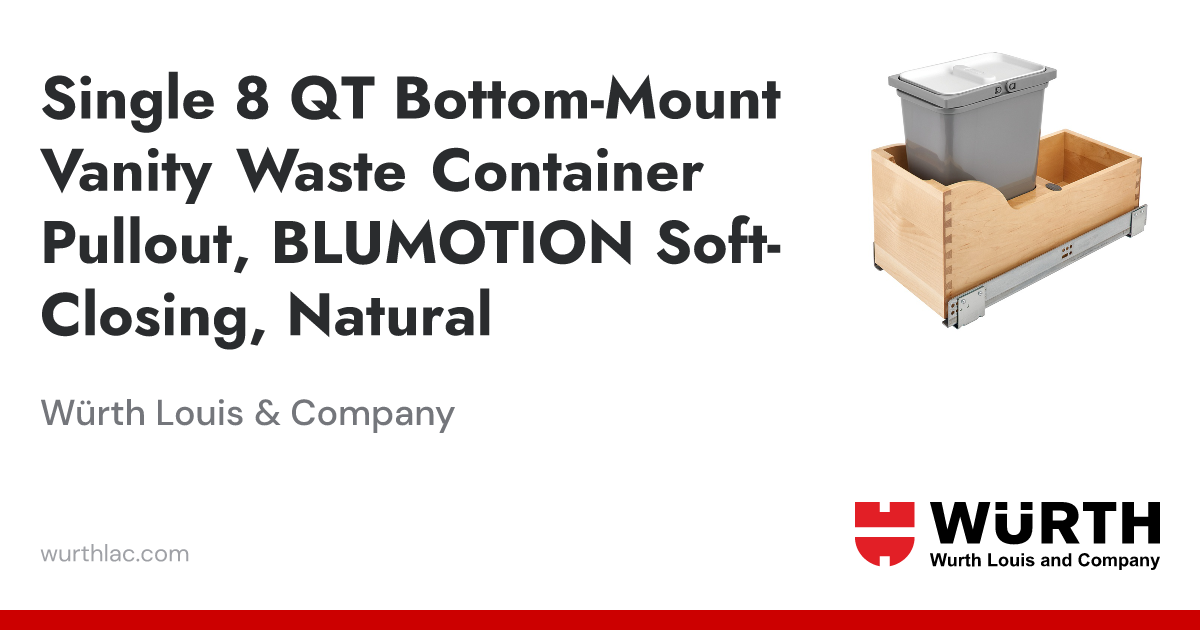 Single 8 QT Bottom-Mount Vanity Waste Container Pullout, BLUMOTION Soft ...