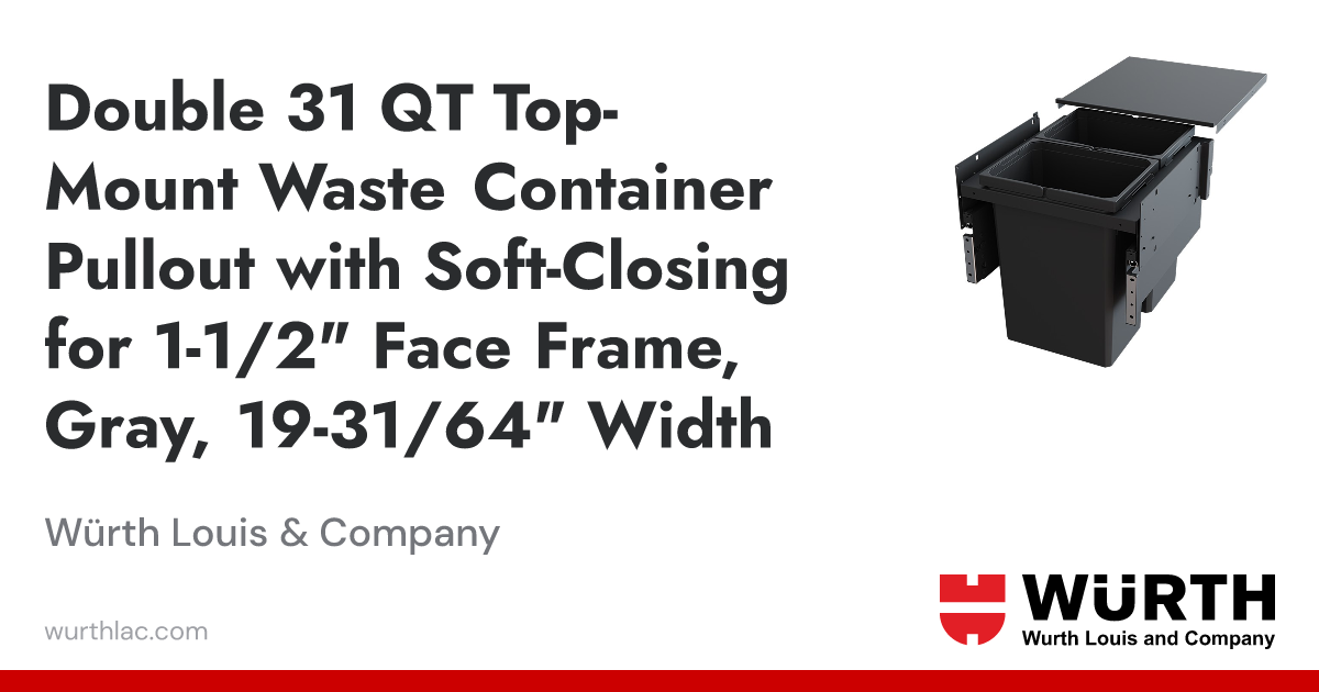 Double 31 QT Top-Mount Waste Container Pullout with Soft-Closing for 1 ...