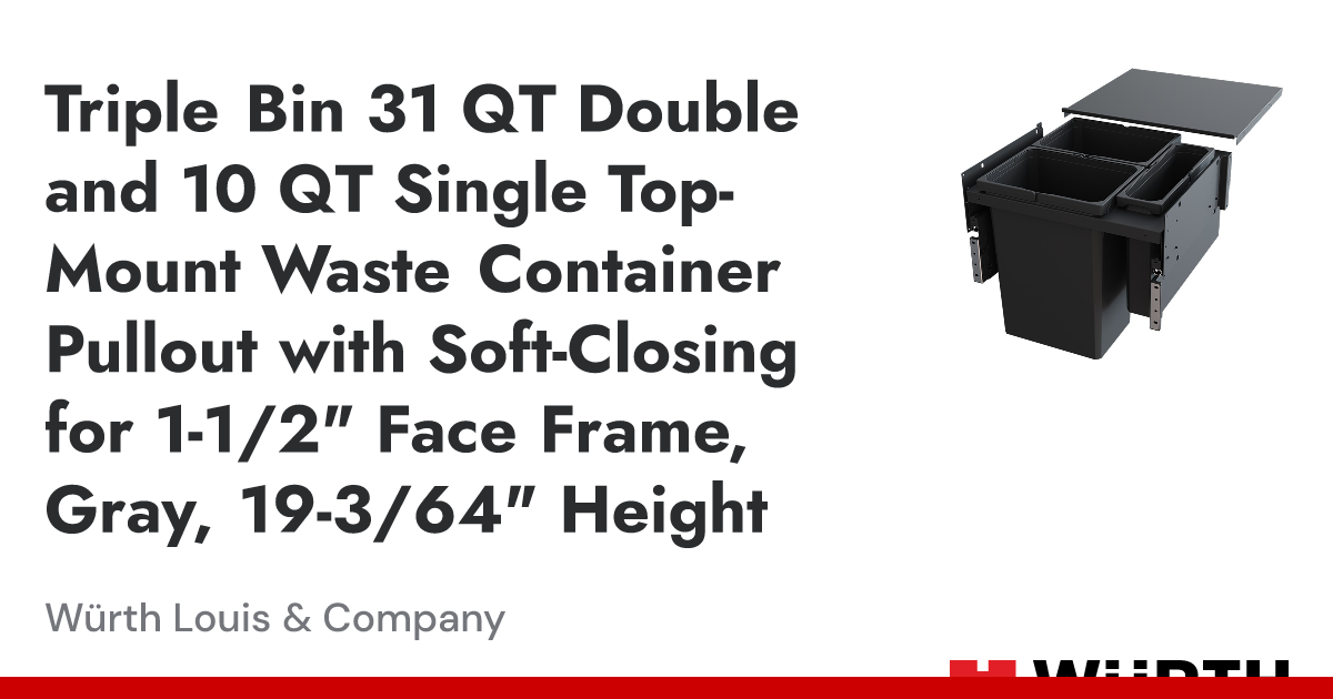 Triple Bin 31 QT Double and 10 QT Single Top-Mount Waste Container ...