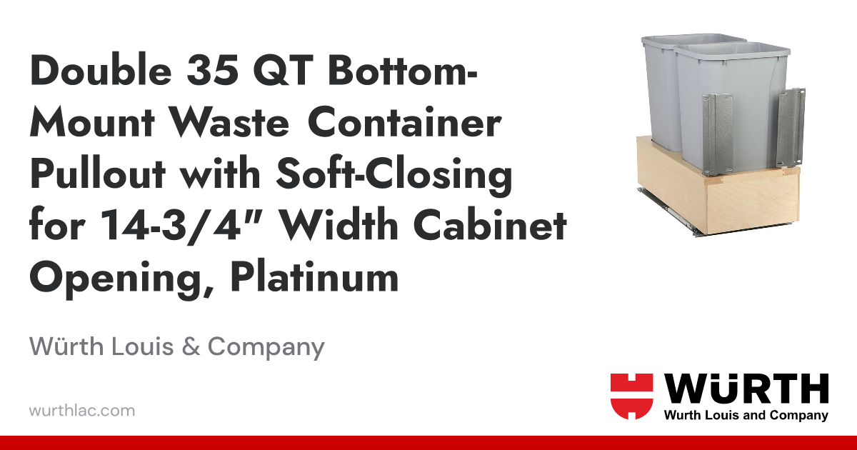 Double 35 QT Bottom-Mount Waste Container Pullout with Soft-Closing for ...