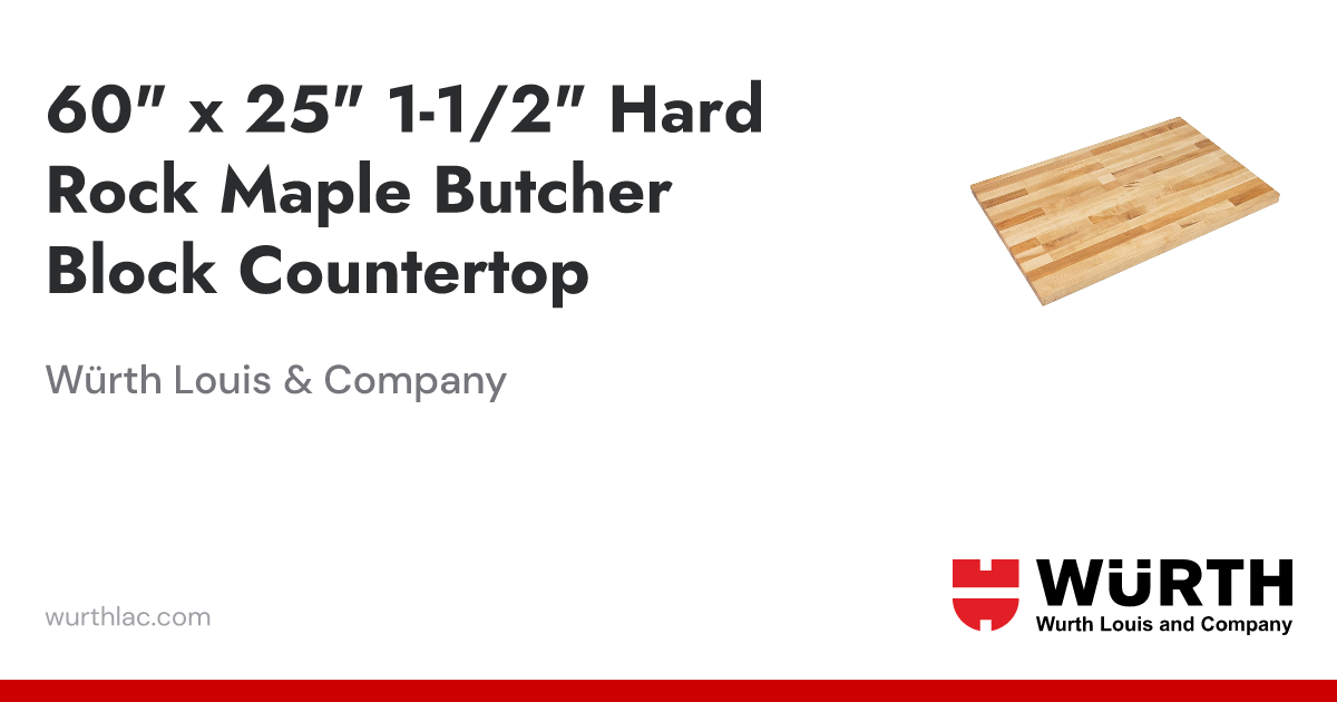 60" x 25" 1-1/2" Hard Rock Maple Butcher Block Countertop | Würth Louis ...