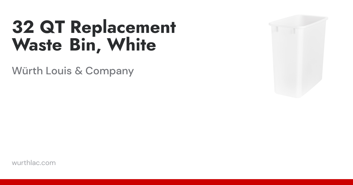32 QT Replacement Waste Bin, White | Würth Louis & Company