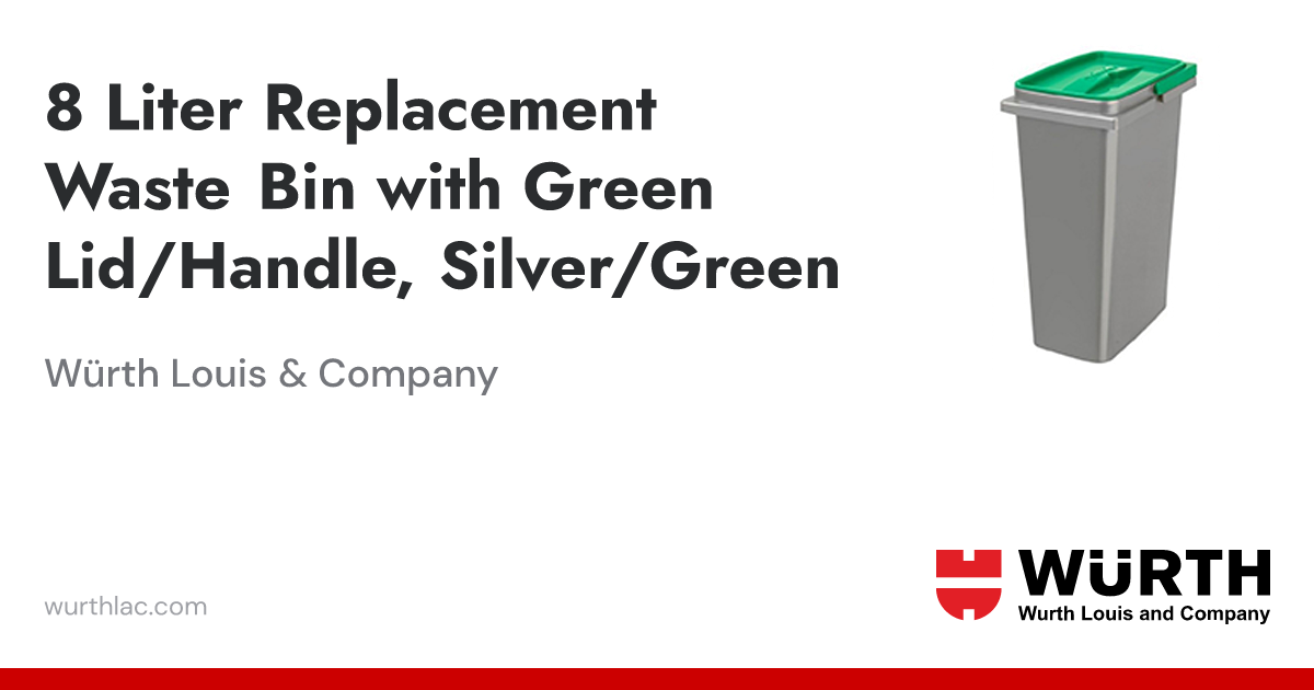 8 Liter Replacement Waste Bin with Green Lid/Handle, Silver/Green ...