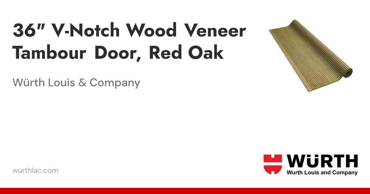 36" V-Notch Wood Veneer Tambour Door, Red Oak | Würth Louis & Company