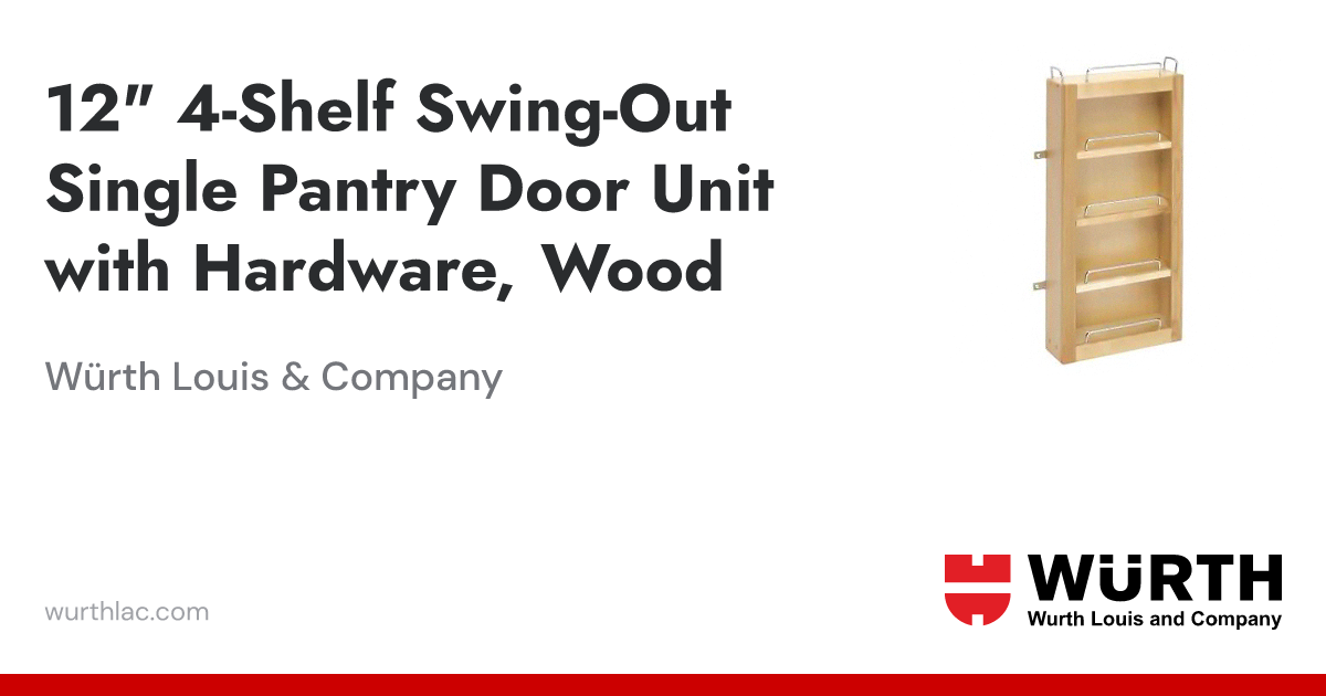 12" 4-Shelf Swing-Out Single Pantry Door Unit with Hardware, Wood ...