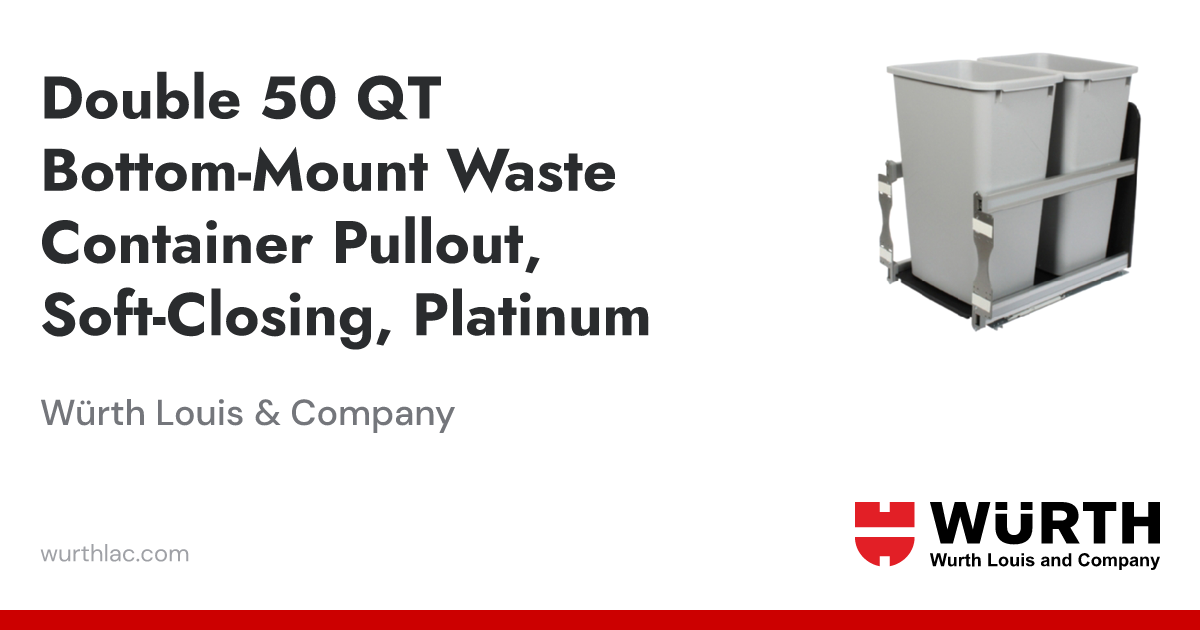 Double 50 QT Bottom-Mount Waste Container Pullout, Soft-Closing ...