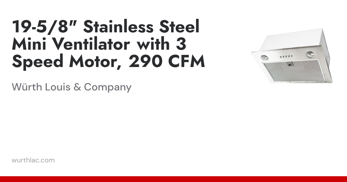 19-5/8" Stainless Steel Mini Ventilator with 3 Speed Motor, 290 CFM ...