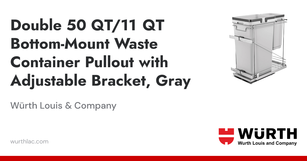 Double 50 QT/11 QT Bottom-Mount Waste Container Pullout with Adjustable ...