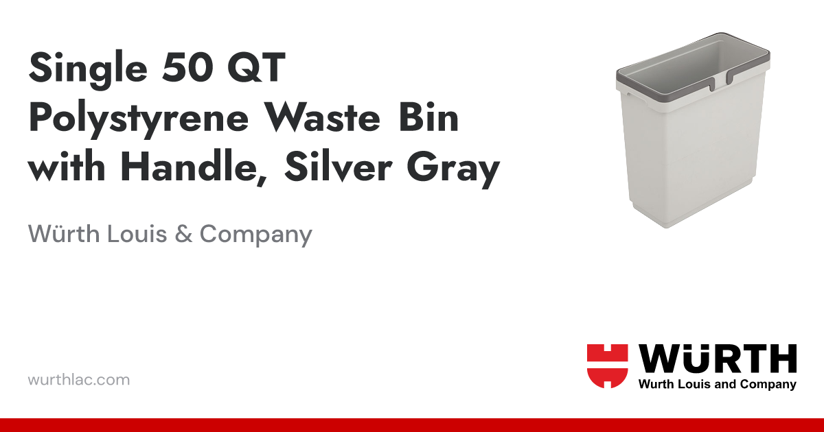 Single 50 QT Polystyrene Waste Bin with Handle, Silver Gray | Würth ...