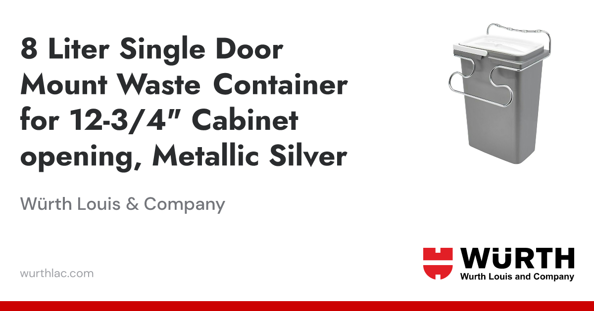 8 Liter Single Door Mount Waste Container for 12-3/4" Cabinet opening ...