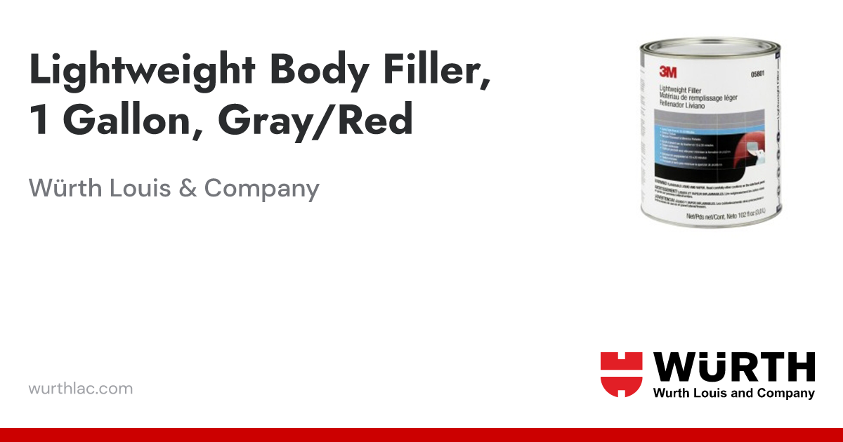 Lightweight Body Filler, 1 Gallon, Gray/Red | Würth Louis & Company