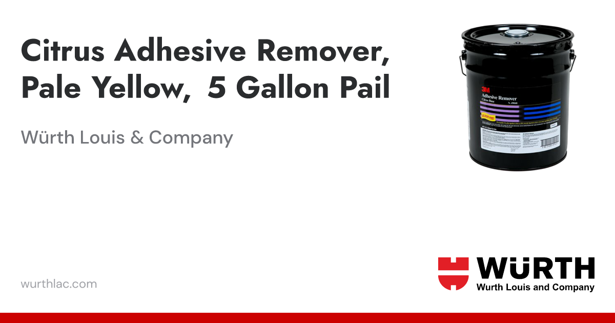 Citrus Adhesive Remover, Pale Yellow, 5 Gallon Pail | Würth Louis & Company