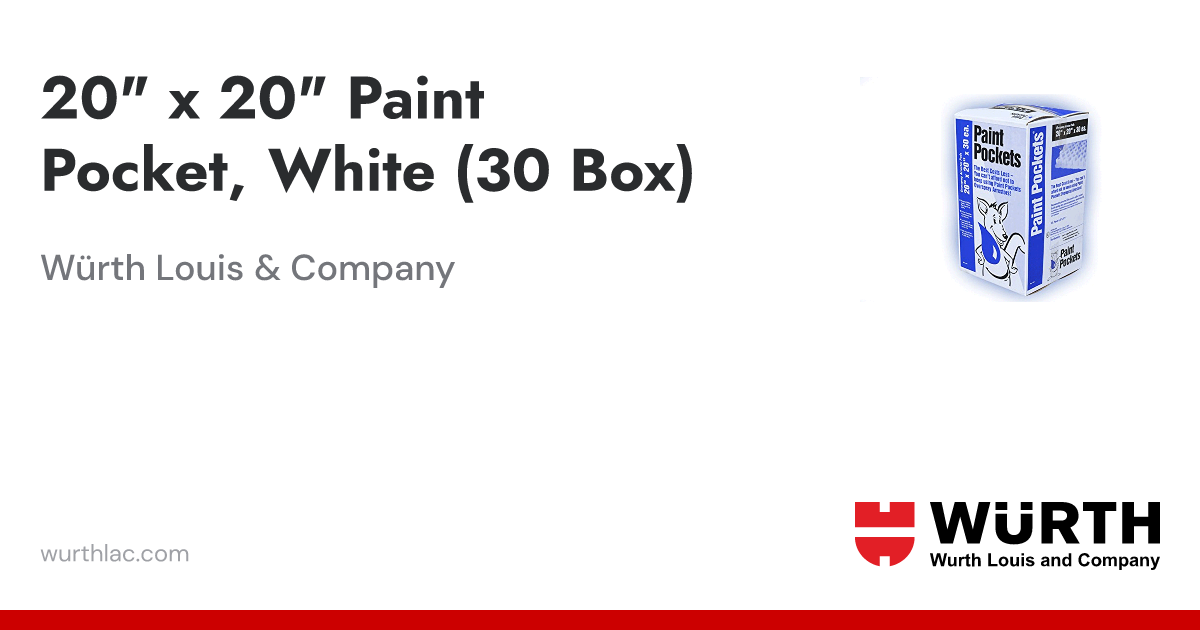 20" x 20" Paint Pocket, White (30 Box) | Würth Louis & Company