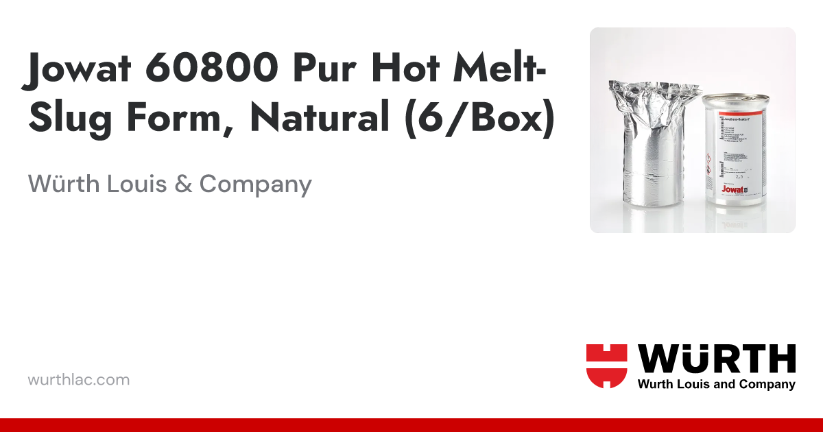 Jowat 60800 Pur Hot Melt-Slug Form, Natural (6/Box) | Würth Louis & Company
